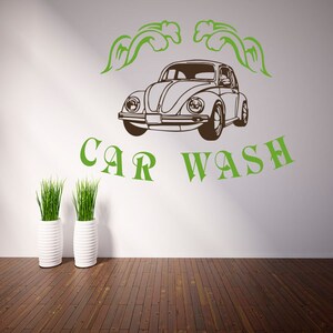 Wall Decal Vinyl Sticker Car Wash Sign Passenger Machine Retro ...