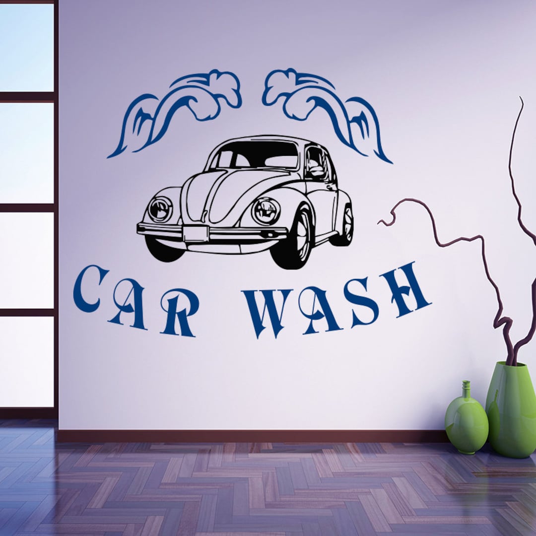 Wall Decal Vinyl Sticker Car Wash Sign Passenger Machine Retro ...