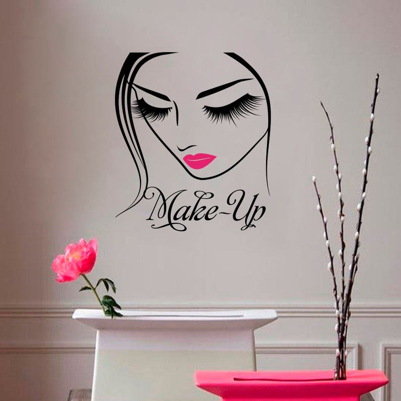Wall Decal Make-up Artist Sign Makeup Design Beauty Salon - Etsy
