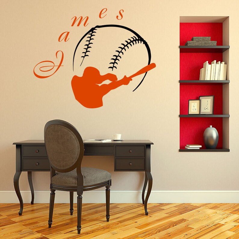 Wall Decal Vinyl Sticker Sport Baseball Ballplayer Ball Bat - Etsy