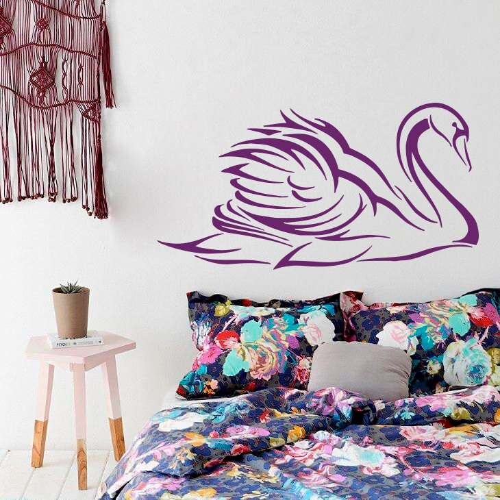 Wall Decals Bird Swan Lake Doodle Pattern Nature Vinyl Decal | Etsy