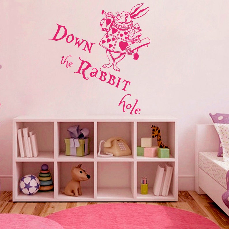 Wall Decal Quote Down the Rabbit Hole Rabbit Sayings Alice in - Etsy