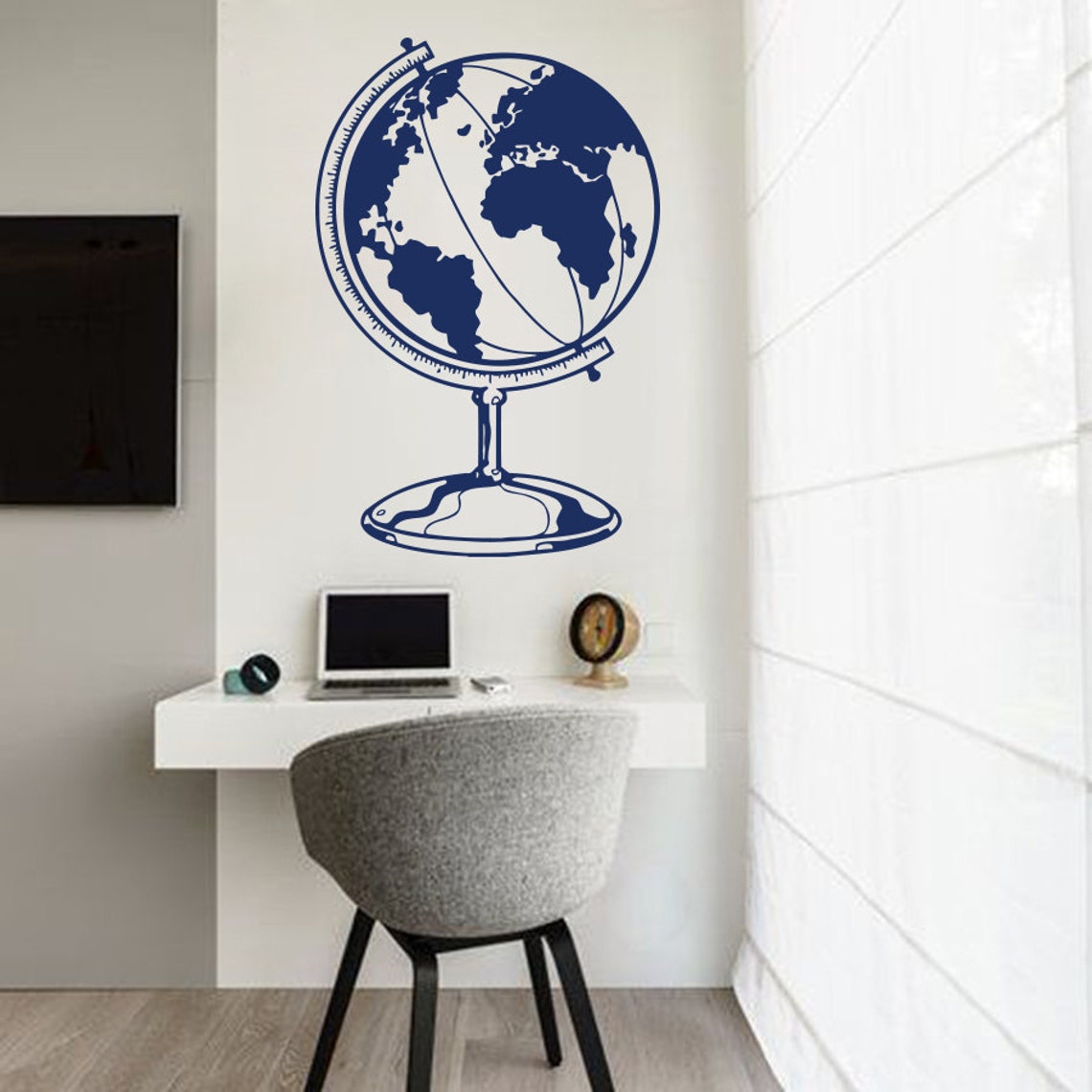 Wall Decal Vinyl Sticker Globe World Map Earth Continents - Etsy