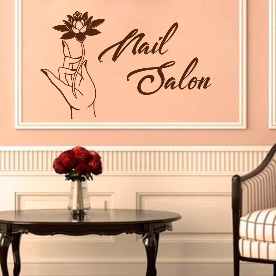 Wall Decal Manicure Sign Nail Salon Hands Lotus Flower Beauty | Etsy
