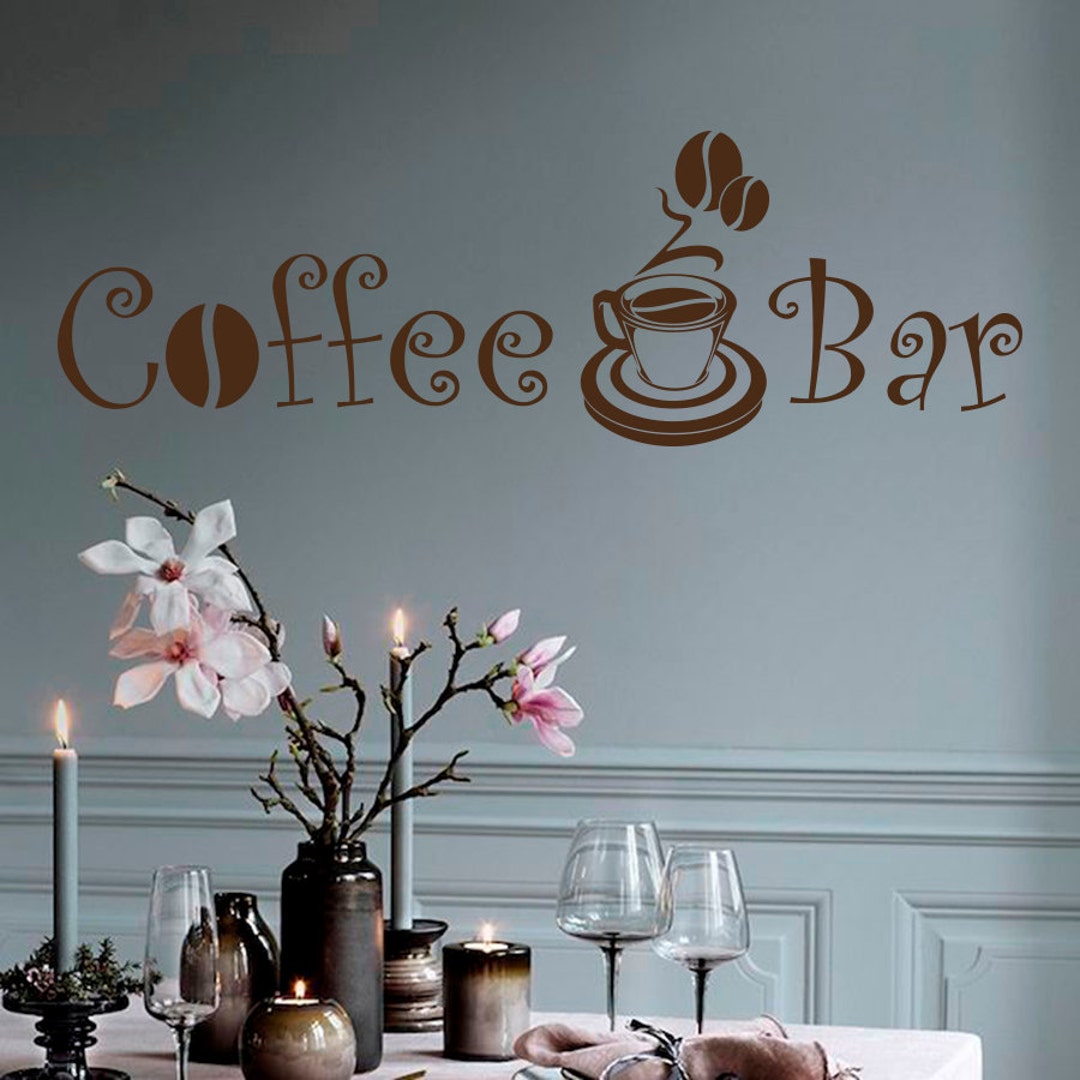 Wall Decal Quote Phrase Coffee Bar Cup Beans Murals Relax Restaurant ...