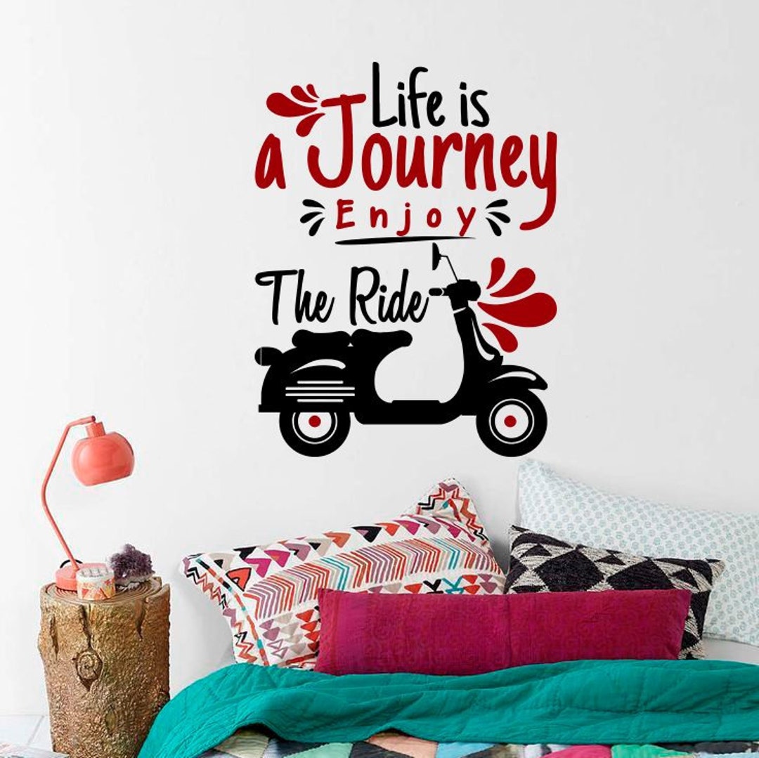 Wall Decals Life is Journey Enjoy the Ride Inspiration Quote Bicycle ...