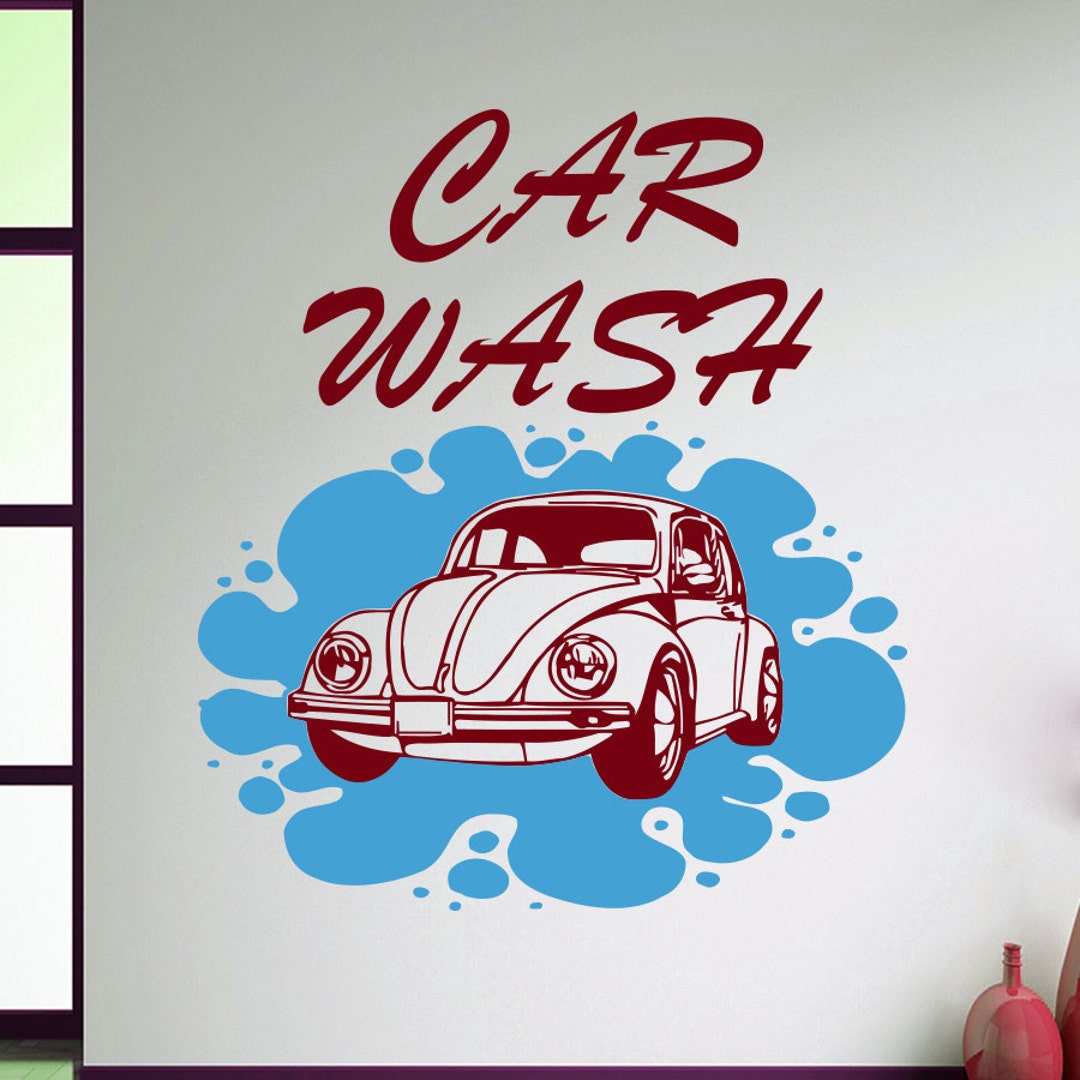 Wall Decal Vinyl Sticker Car Wash Sign Passenger Machine Retro ...