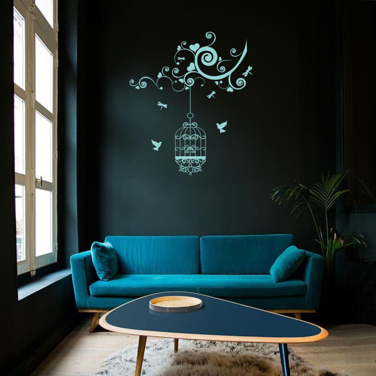 Wall Decal Nature Bird Branch Birdcage Caged Birds Cages Birds - Etsy