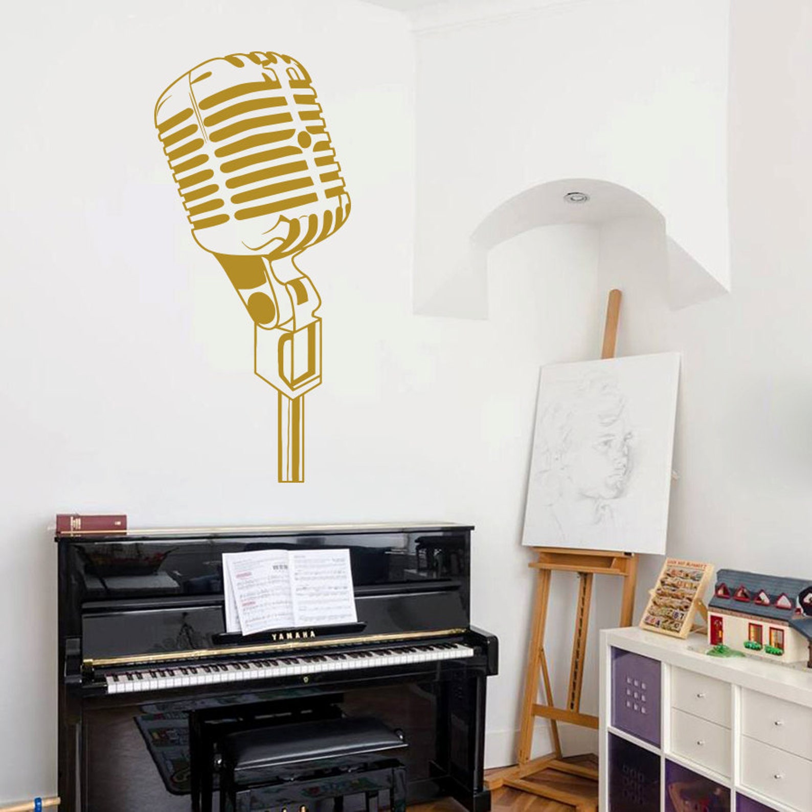 Wall Decal Microphone Art Music Studio Design Vinyl Sticker - Etsy