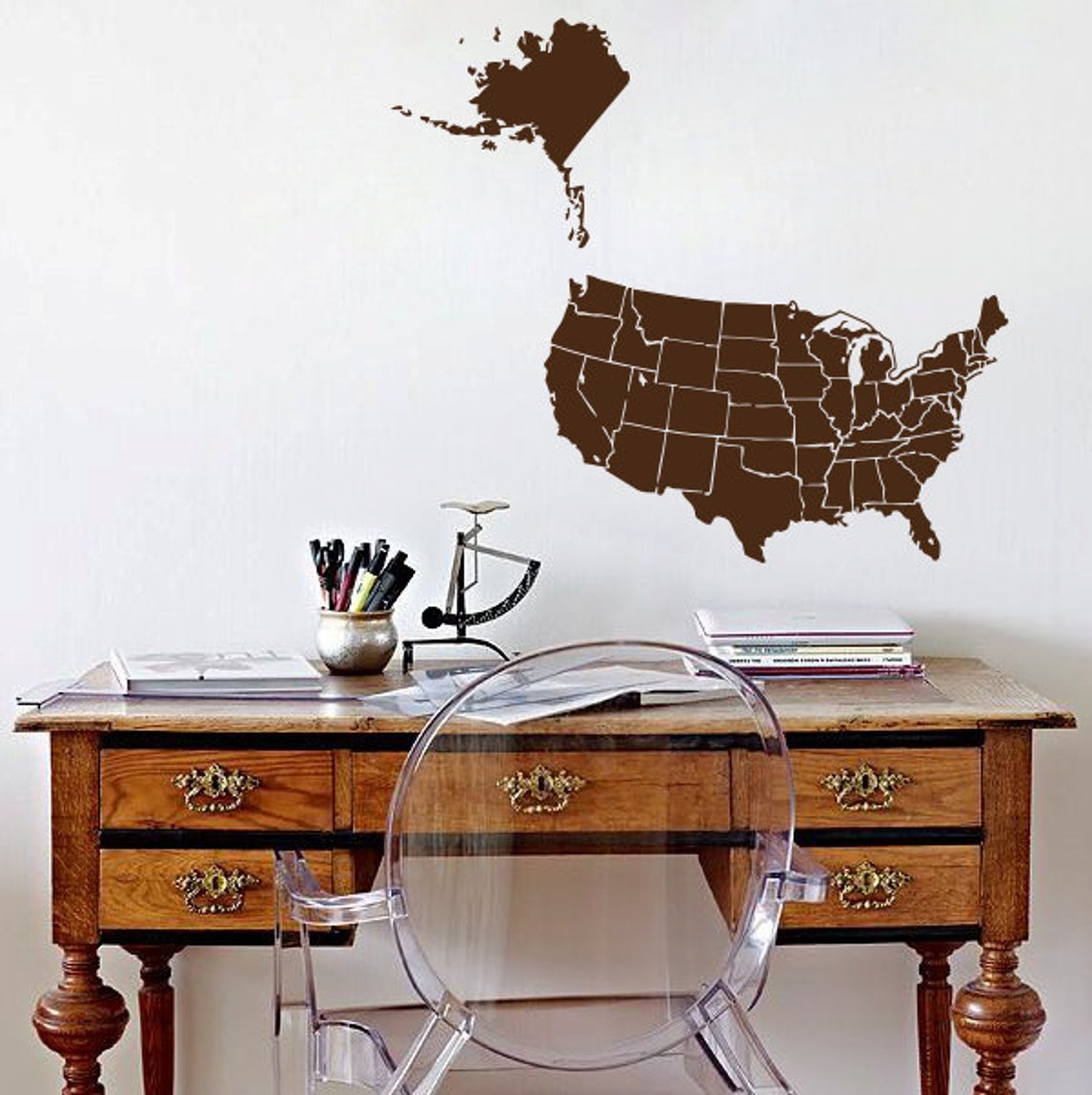 Wall Decals Vinyl Sticker USA Map United States of America | Etsy