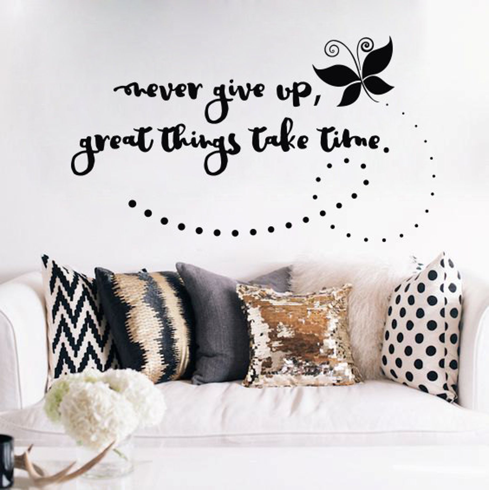 Wall Decals Never Give up Great Things Take Time Quote Decal - Etsy