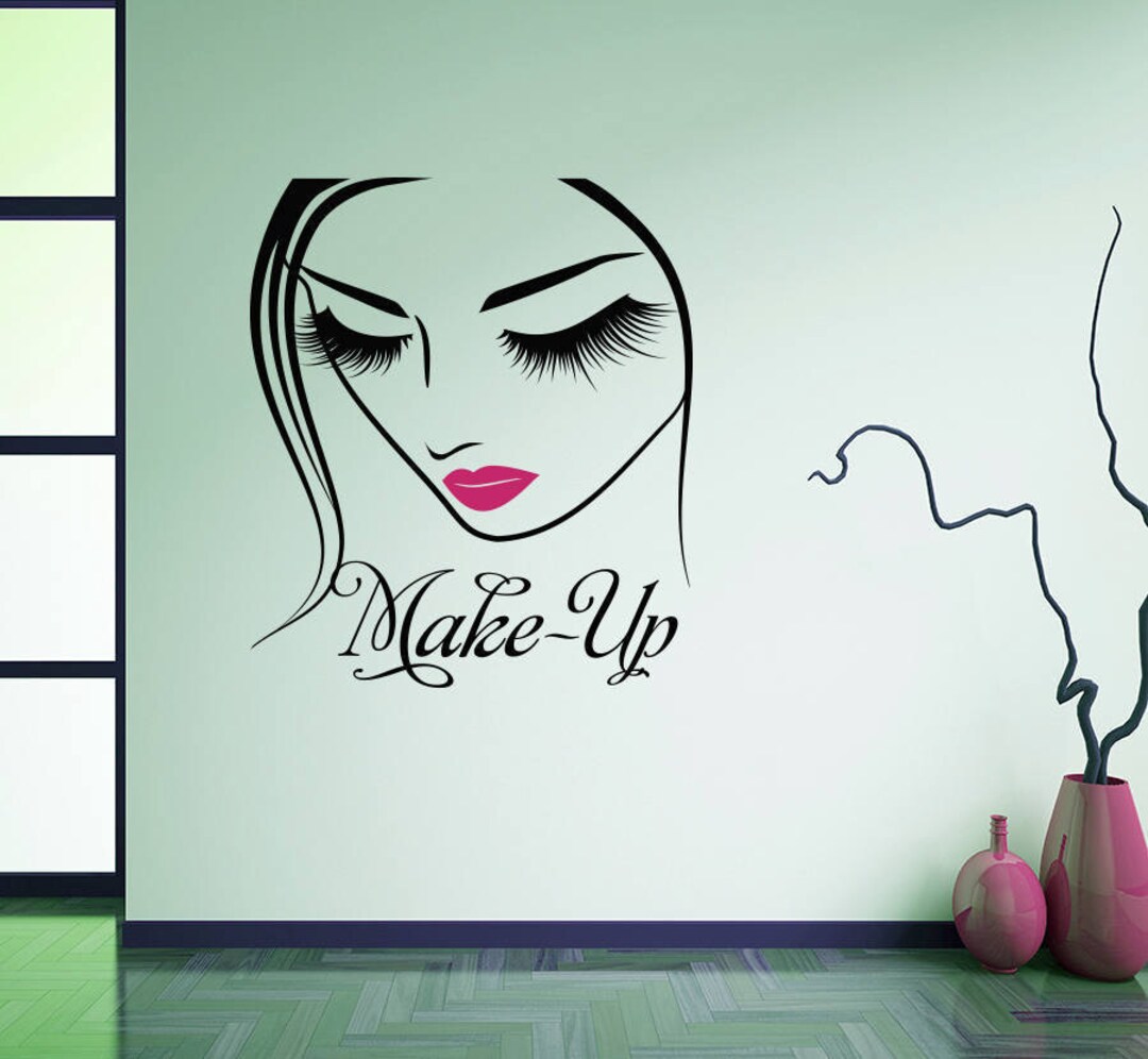 Wall Decal Make-up Artist Sign Makeup Design Beauty Salon Maquillage ...