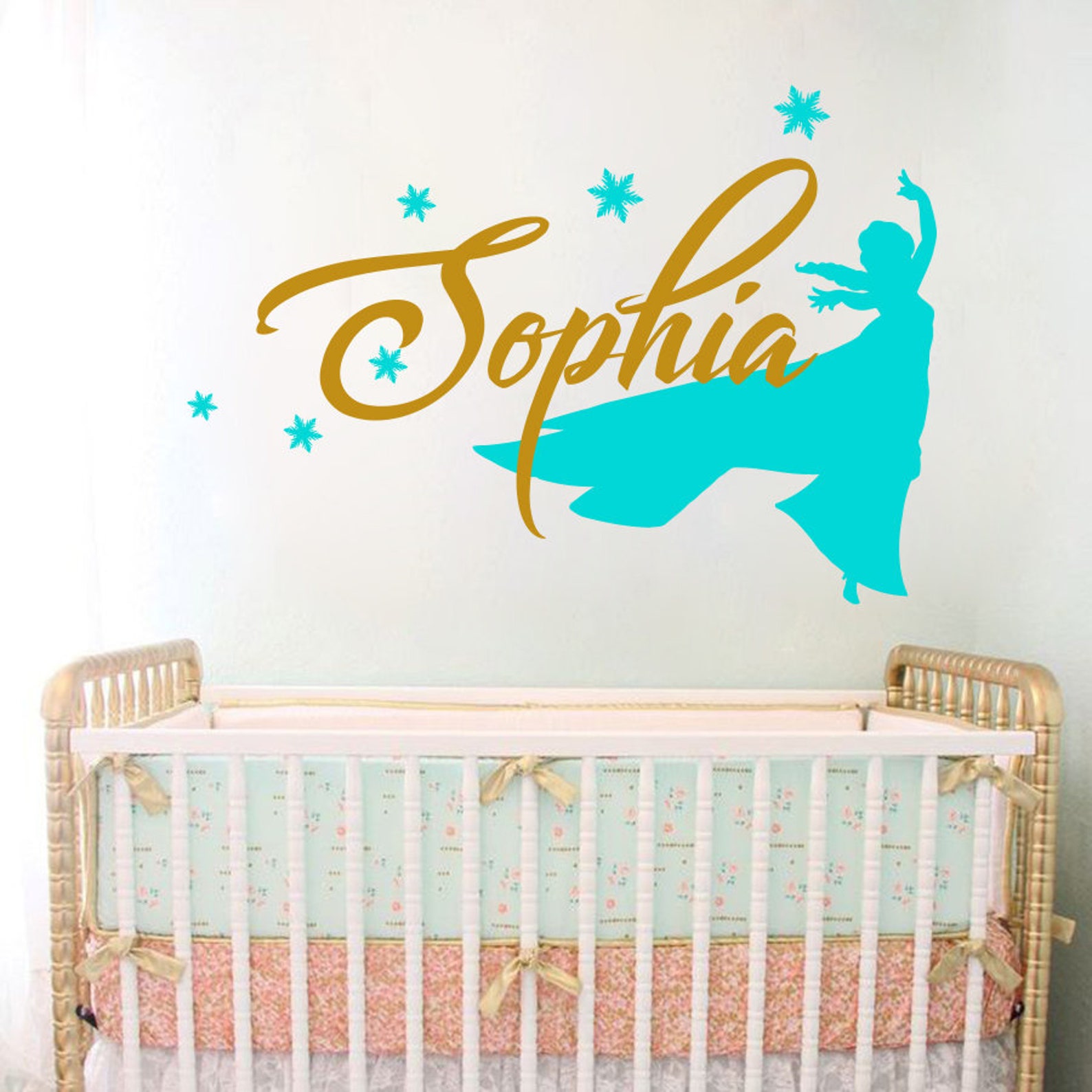 Personalized Elsa Girls Name Wall Decal the Snow Queen Frozen | Etsy