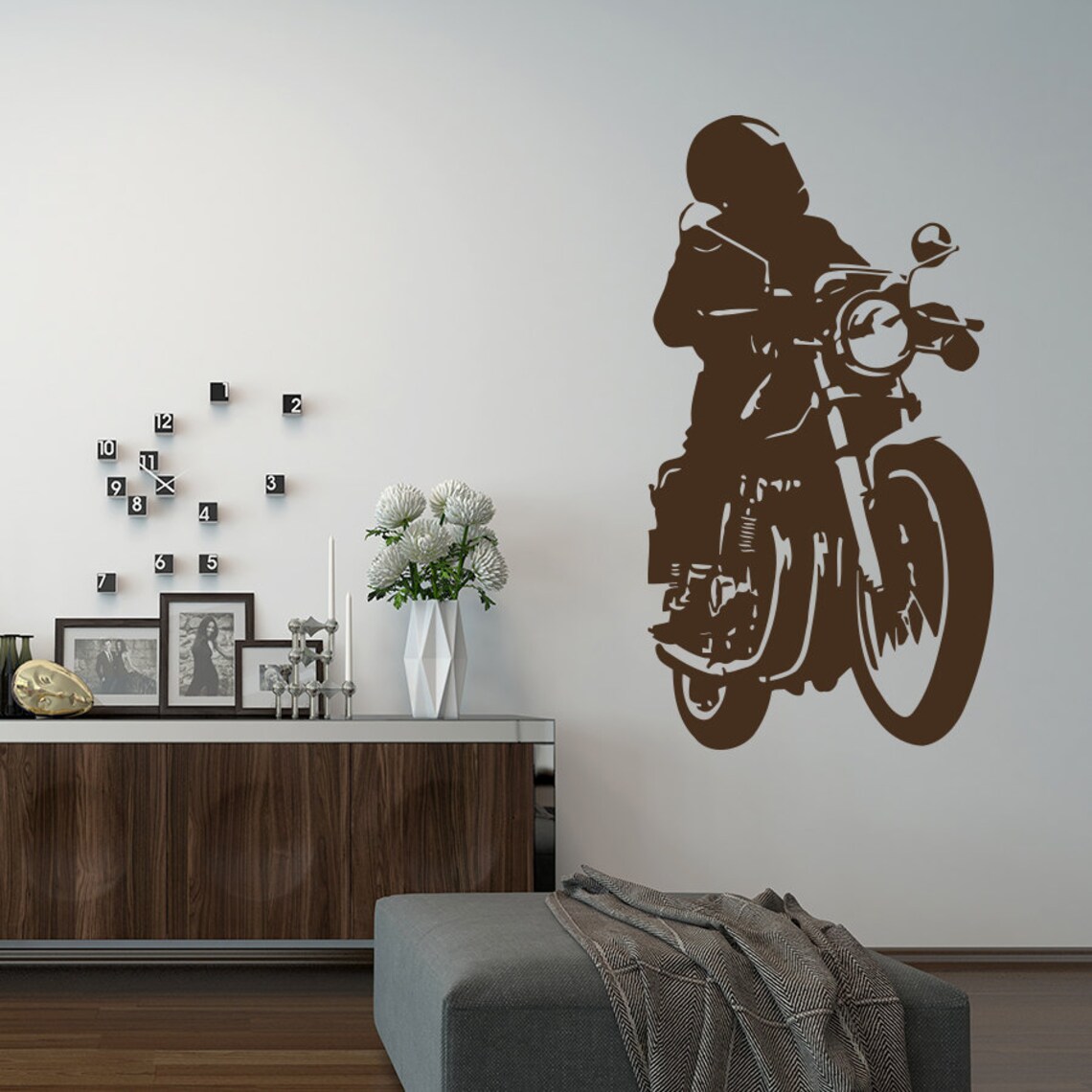 Wall Decal Vinyl Sticker Motorcycle Motorbike Retro Machine | Etsy