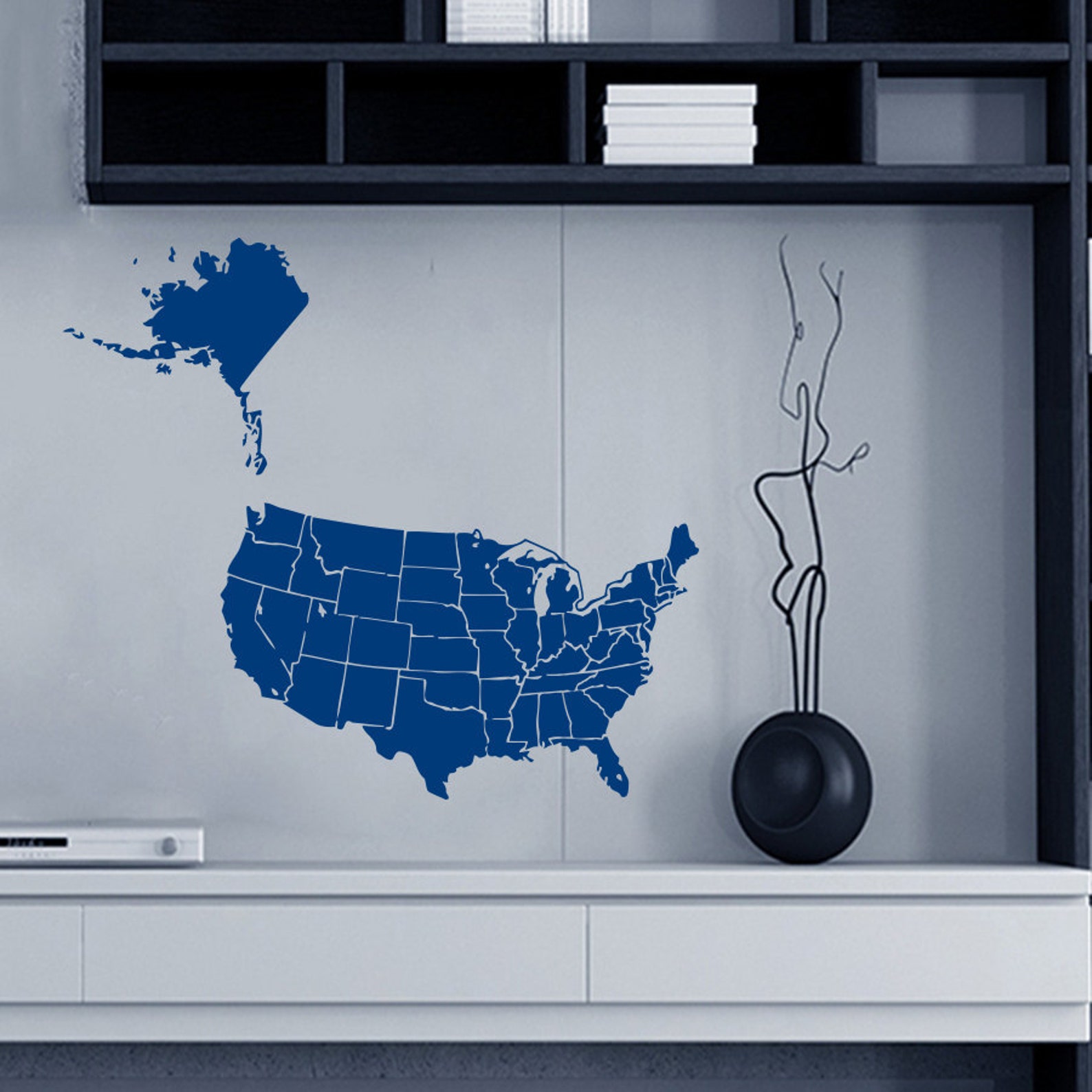 Wall Decals Vinyl Sticker USA Map United States of America | Etsy