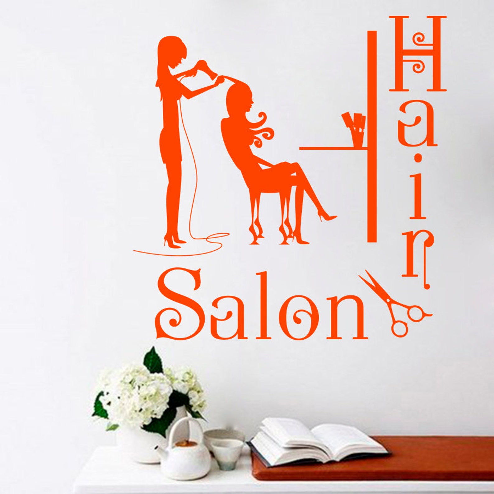 Pared calcomanía pelo salón muestra murales peluquería peinado - Etsy ...