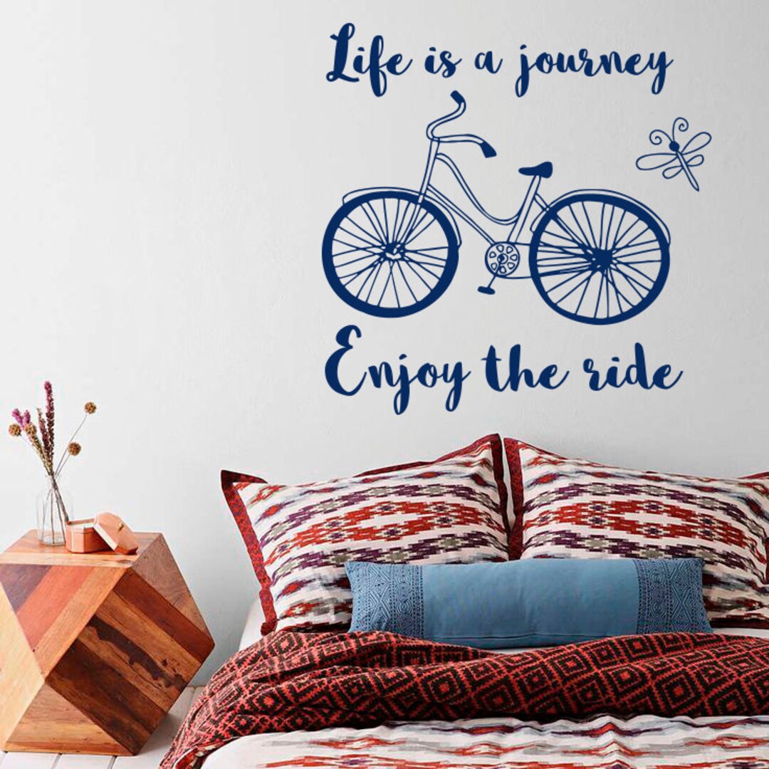 Wall Decals Life is A Journey Enjoy the Ride Inspiration Quote Bicycle ...