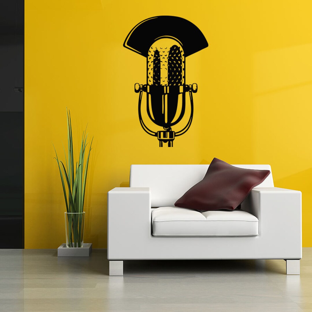 Wall Decal Microphone Art Recording Design Music Studio Vinyl Sticker ...