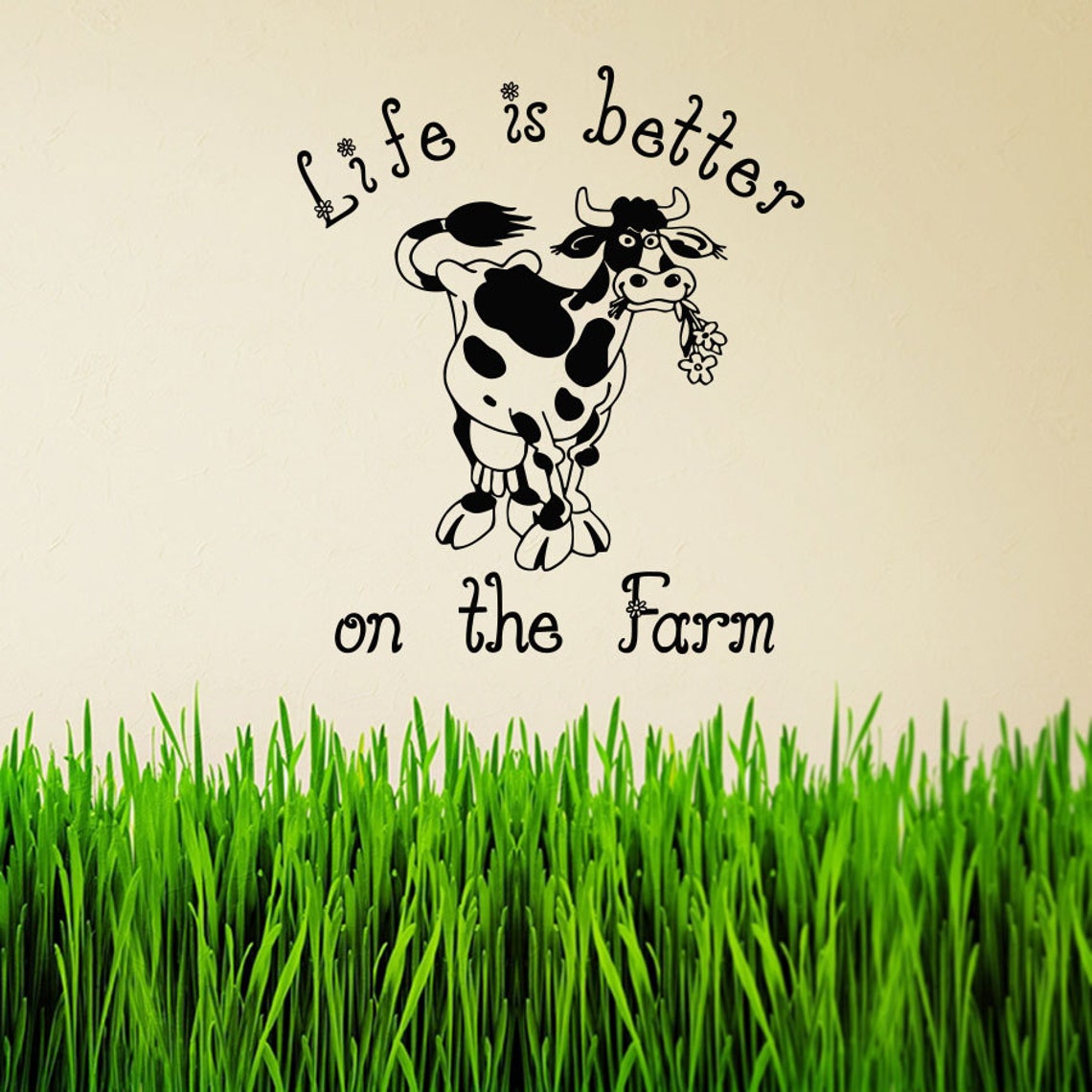 Wall Decal Vinyl Sticker Quote Life is Better on the Farm Cow - Etsy