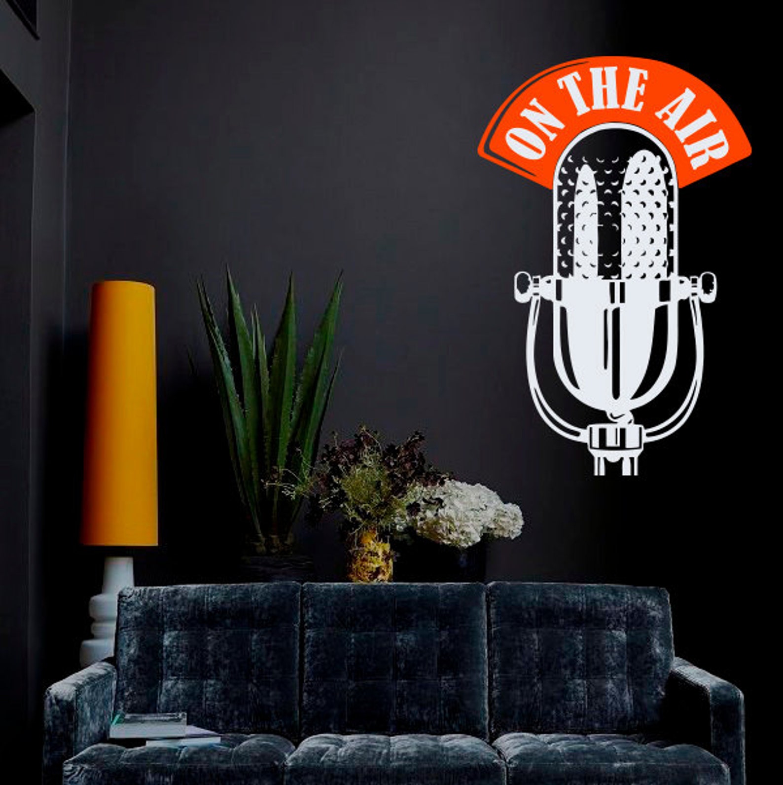 Wall Decal on the Air Sign Microphone Art Music Studio on Air - Etsy