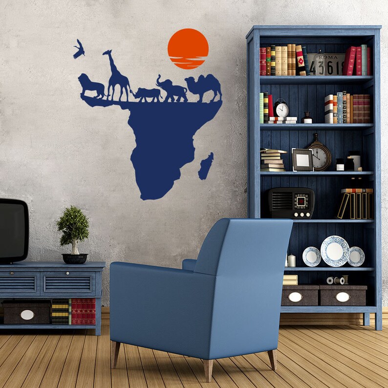 Wall Decal Vinyl Sticker Wild Nature Animal World Map of | Etsy