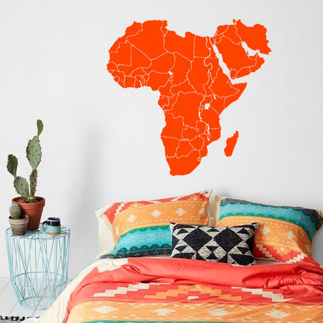 Wall Decal Vinyl Sticker Africa World Map of Africa Continents ...