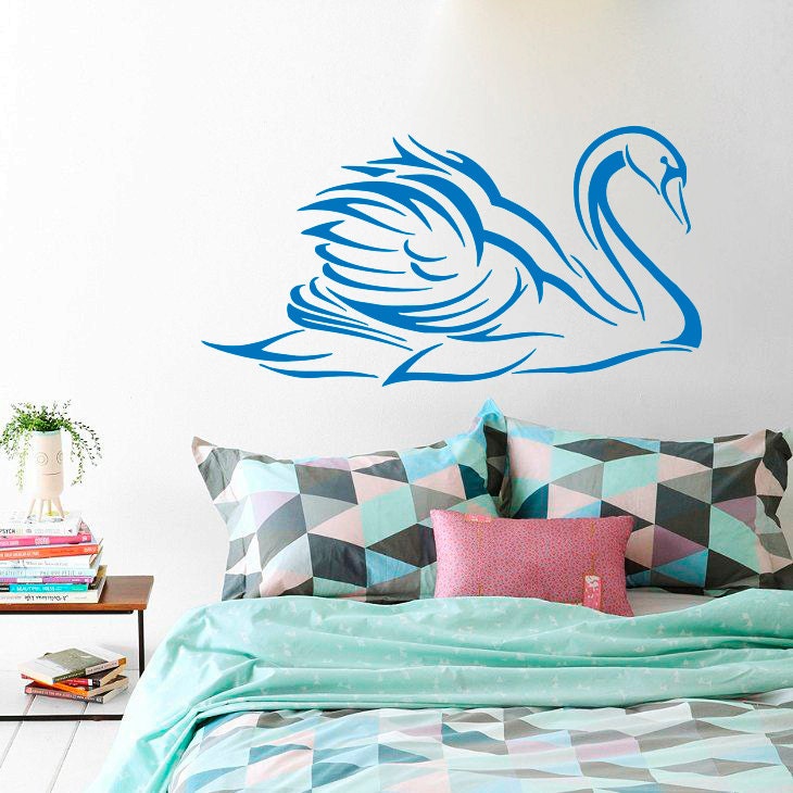 Wall Decals Bird Swan Lake Doodle Pattern Nature Vinyl Decal | Etsy