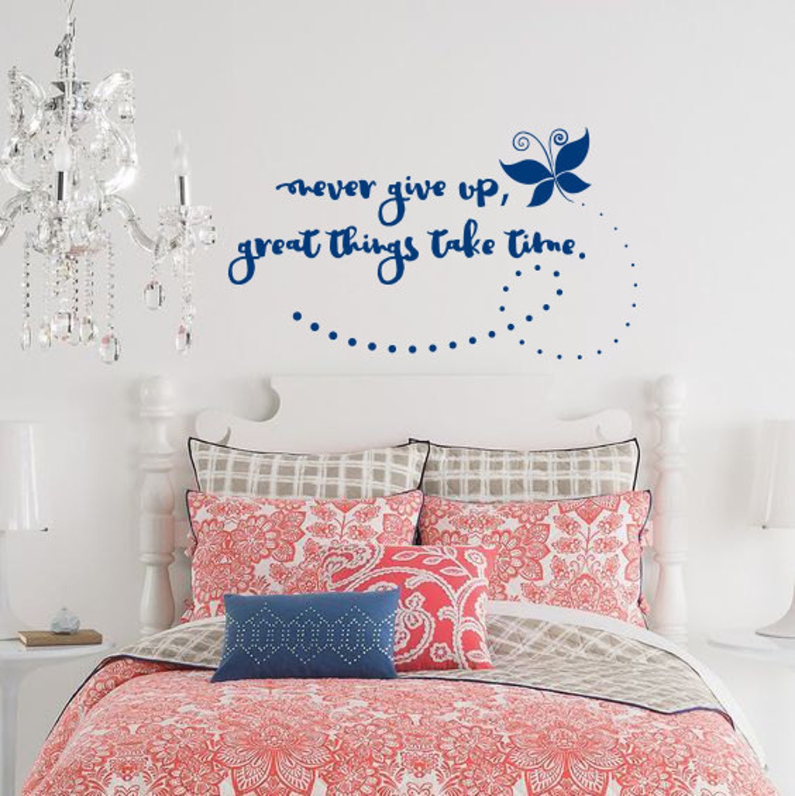 Wall Decals Never Give up Great Things Take Time Quote Decal - Etsy