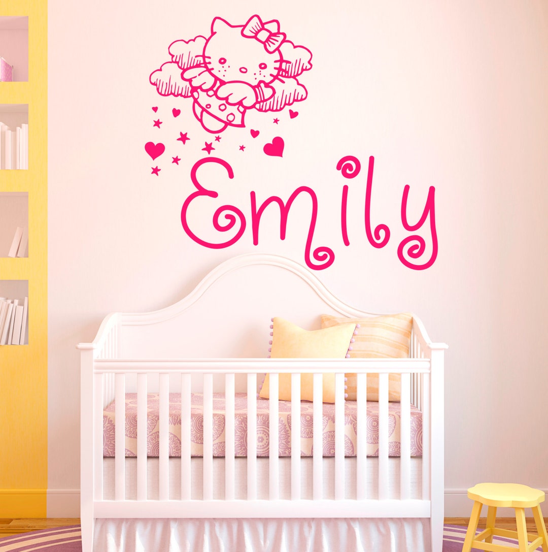 Wall Vinyl Decals Kitty Custom Personalized Name Monogram Cat Sticker ...