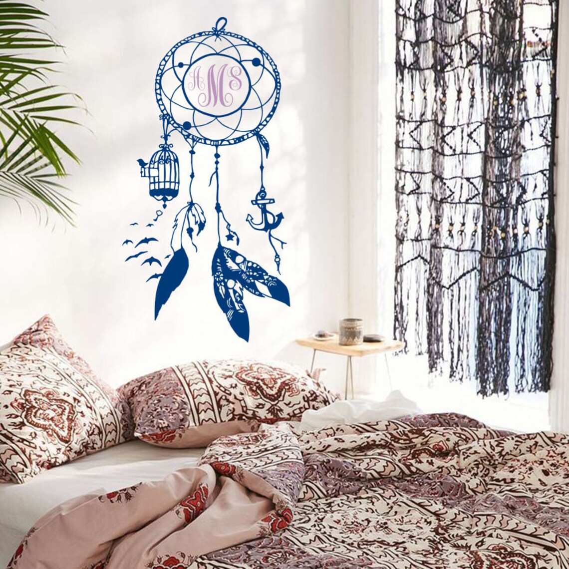 Wall Decal Dream Catcher Monogram Personalized Initial Custom - Etsy