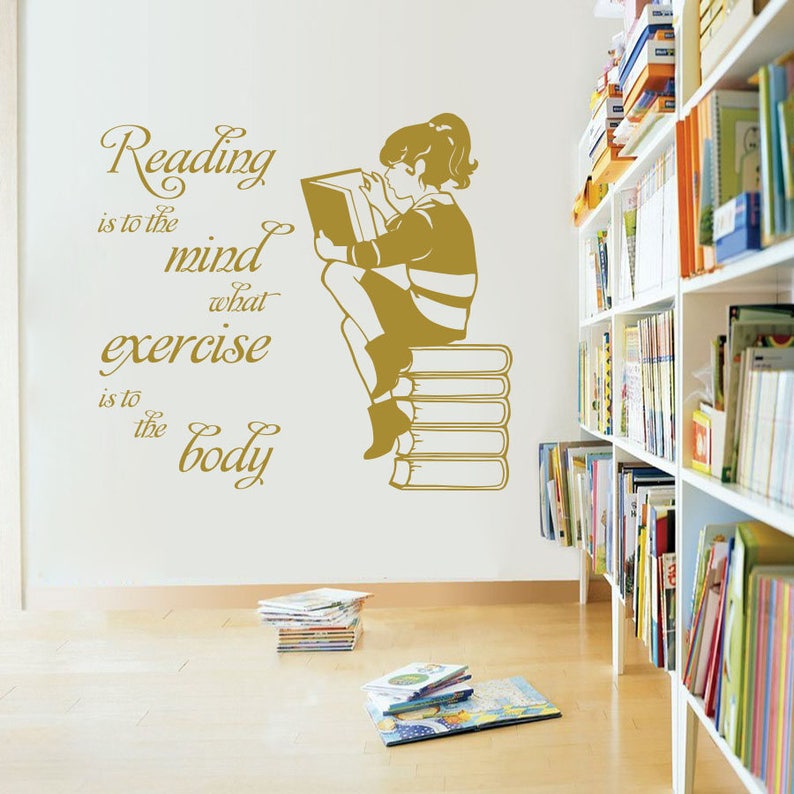 Wall Decal Vinyl Sticker Quote Books Reading is to the Mind | Etsy