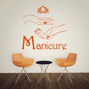 Wall Decal Manicure Sign Nail Salon Hands Lotus Flower Beauty Salon ...