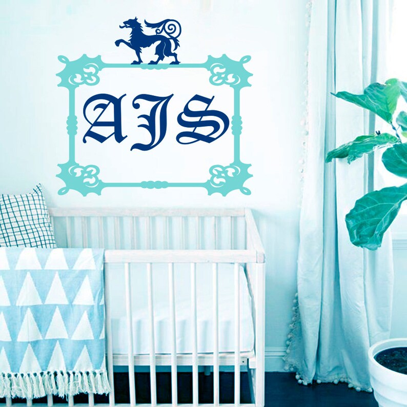 Monogram Wall Decal Initial Frame Custom Personalized Preppy | Etsy