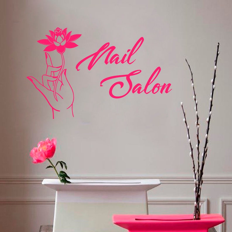 Wall Decal Manicure Sign Nail Salon Hands Lotus Flower Beauty | Etsy