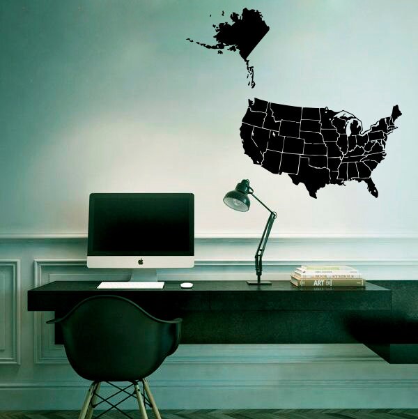 Wall Decals Vinyl Sticker USA Map United States of America | Etsy