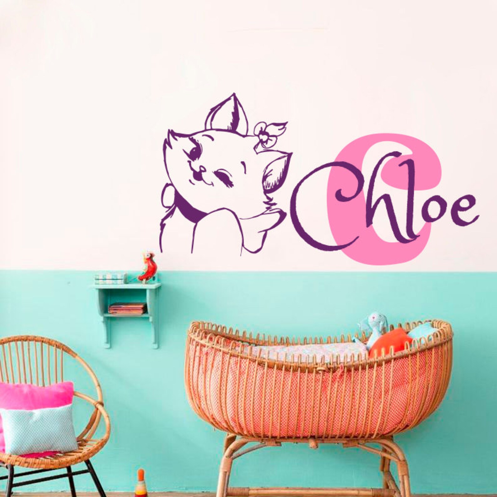 Wall Vinyl Decals Kitty Custom Personalized Name Monogram Cat - Etsy