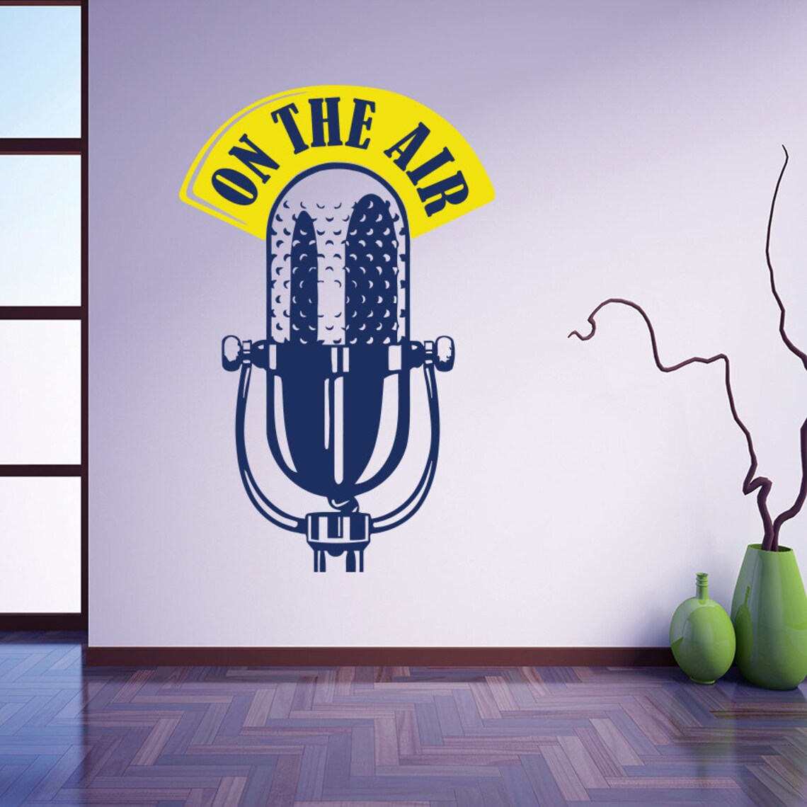 Wall Decal on the Air Sign Microphone Art Music Studio on Air - Etsy