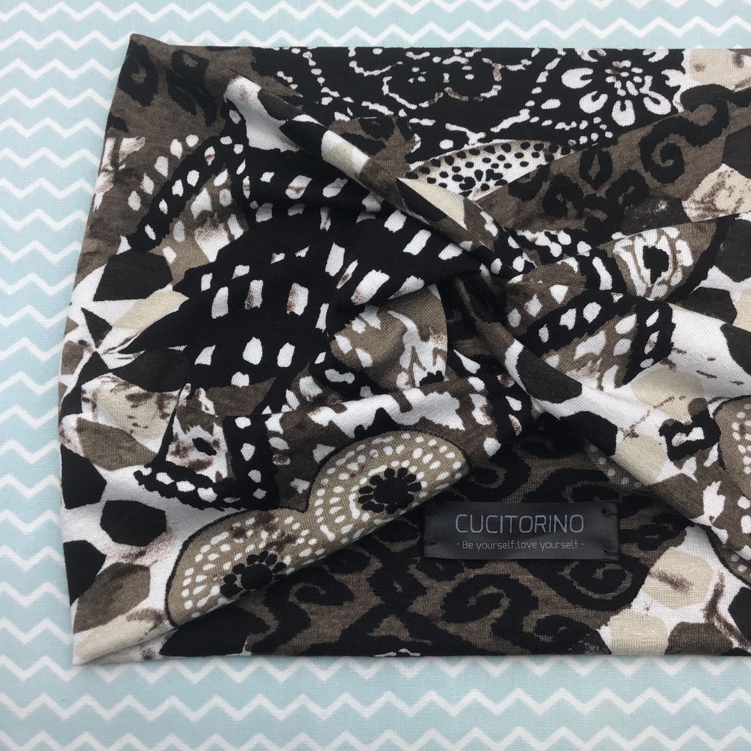 Semi-turban Mandala Headband, Optical 70s Geometries Headband, Cotton ...