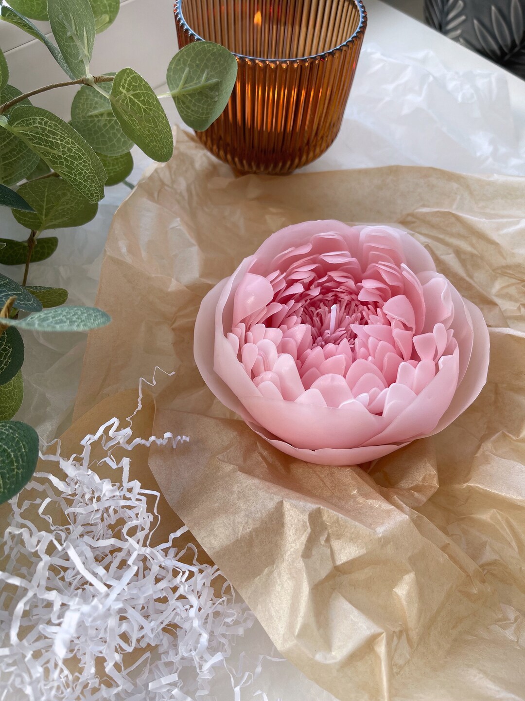 Peony Flower Candle Flower Candle Beeswax Candle Hand Made Candle ...