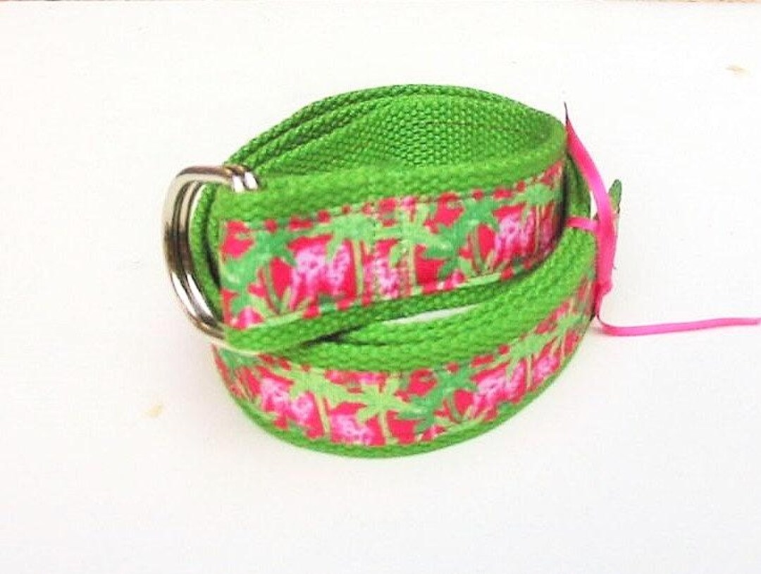 PALM TREE Belt, ELEPHANTS Belt, Preppy Ribbon Belt, Tropical Belt, Pink ...