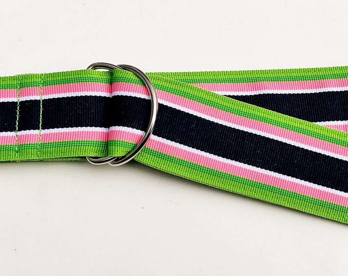 Men's Navy and Cream Stripe Ribbon Belts/collegiate Stripe Belt/top ...