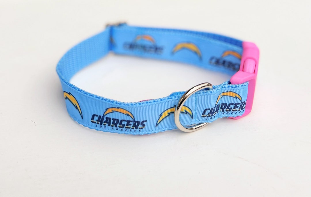 PINK CHARGERS DOG Collar, 1" or 3/4" Wide, Blue Chargers Collar, L A ...