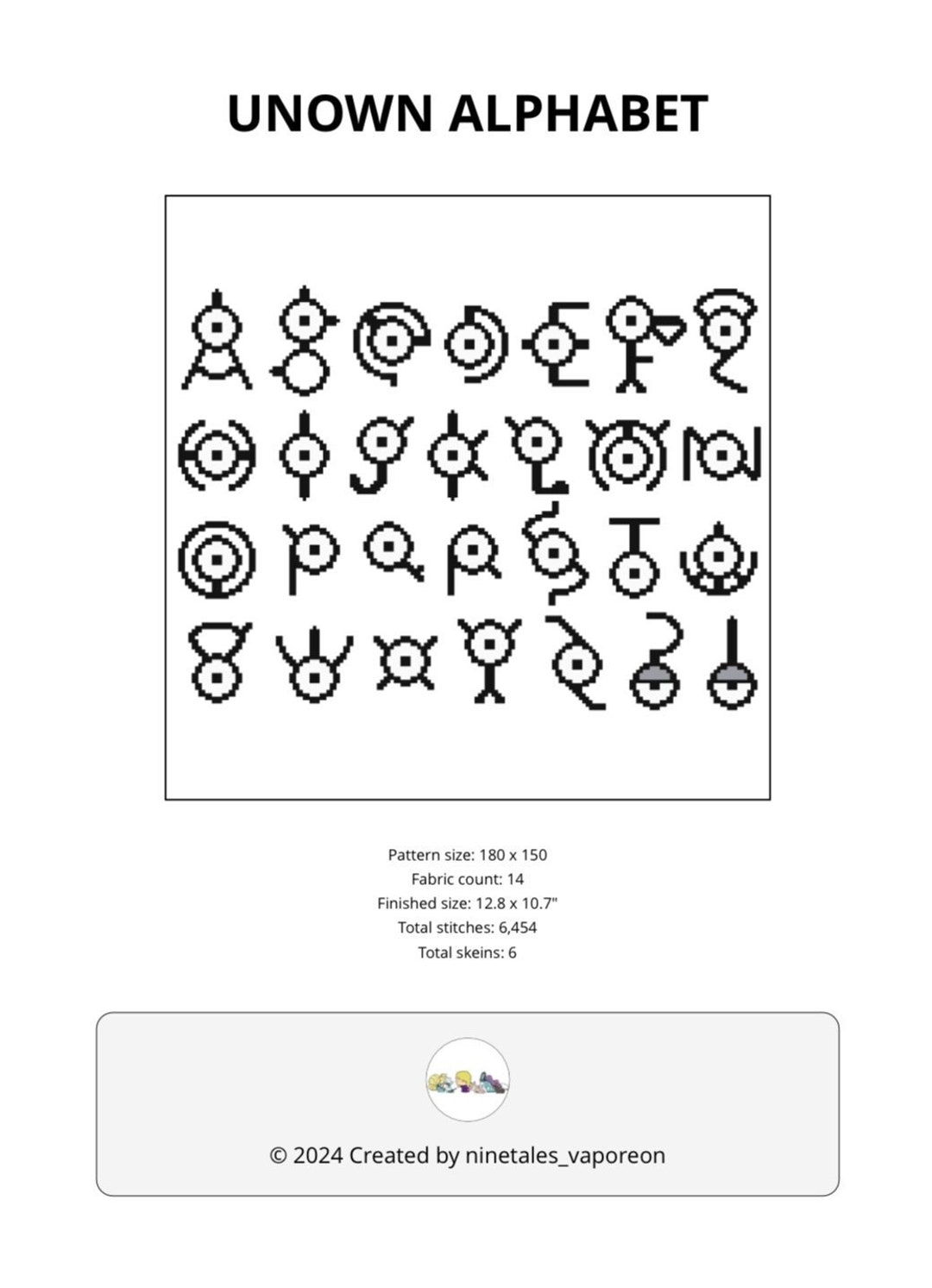 Unown Alphabet Cross Stitch Pattern - Etsy