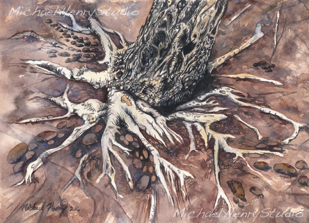 Tree Roots Watercolor,persistence, Nature, Earth, Art, Tree Art, Wall ...