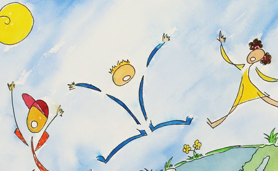 Gift for Child, Children Dancing Around the Earth, Children's Room ...