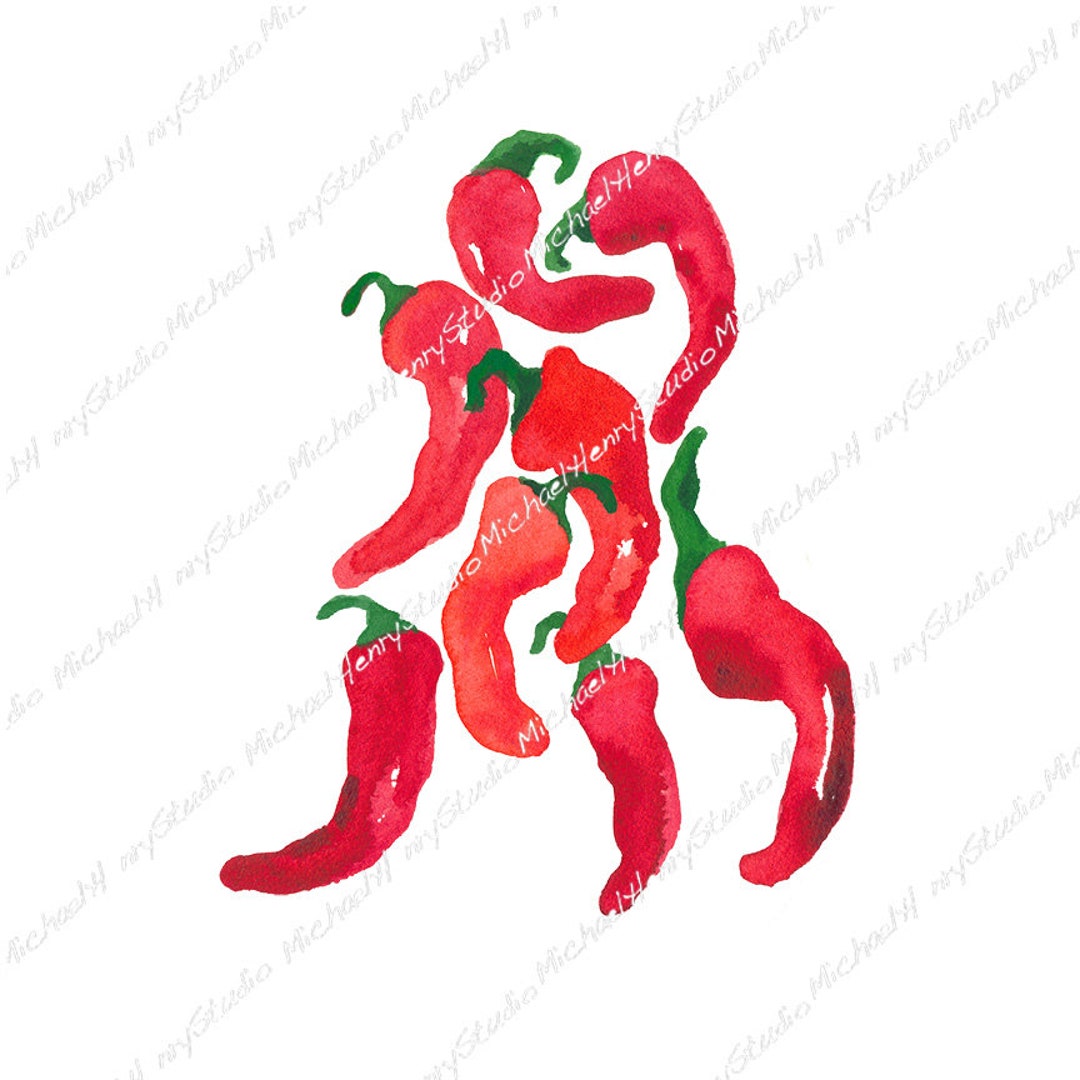 Watercolor Chilis Design, T-shirt, Gift, Sticker, Sublimation, Png Jpeg ...