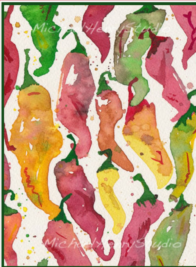 Chile Peppers Abstract, Chili, Kitchen Art, Southwestern Art, Foodie ...