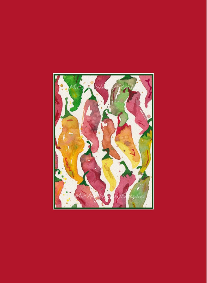 Chile Peppers Abstract, Chili, Kitchen Art, Southwestern Art, Foodie ...