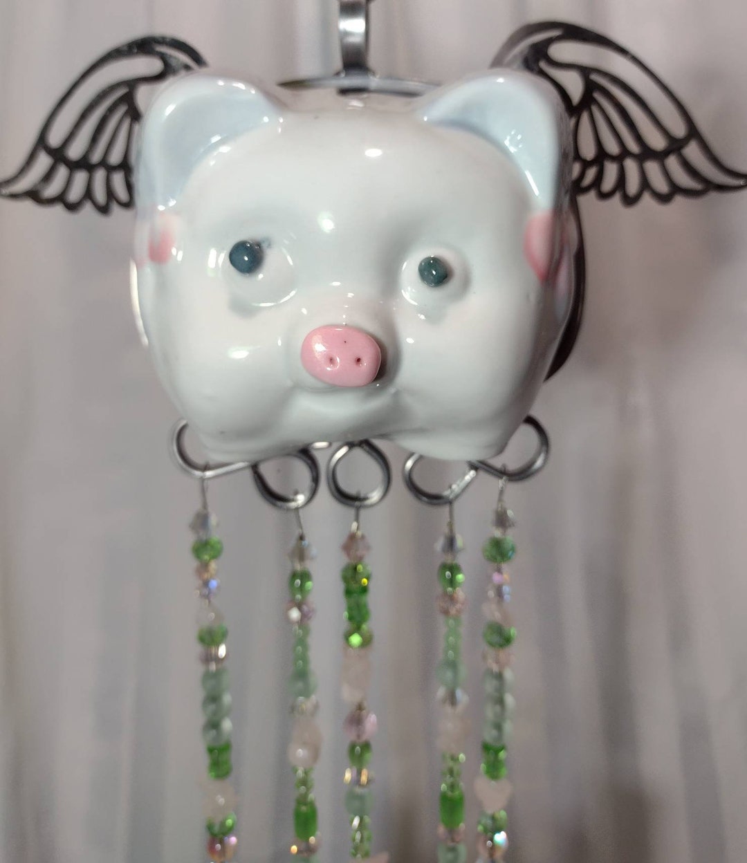 Flying Pig Wind Chime With Mint Green Chimes - Etsy