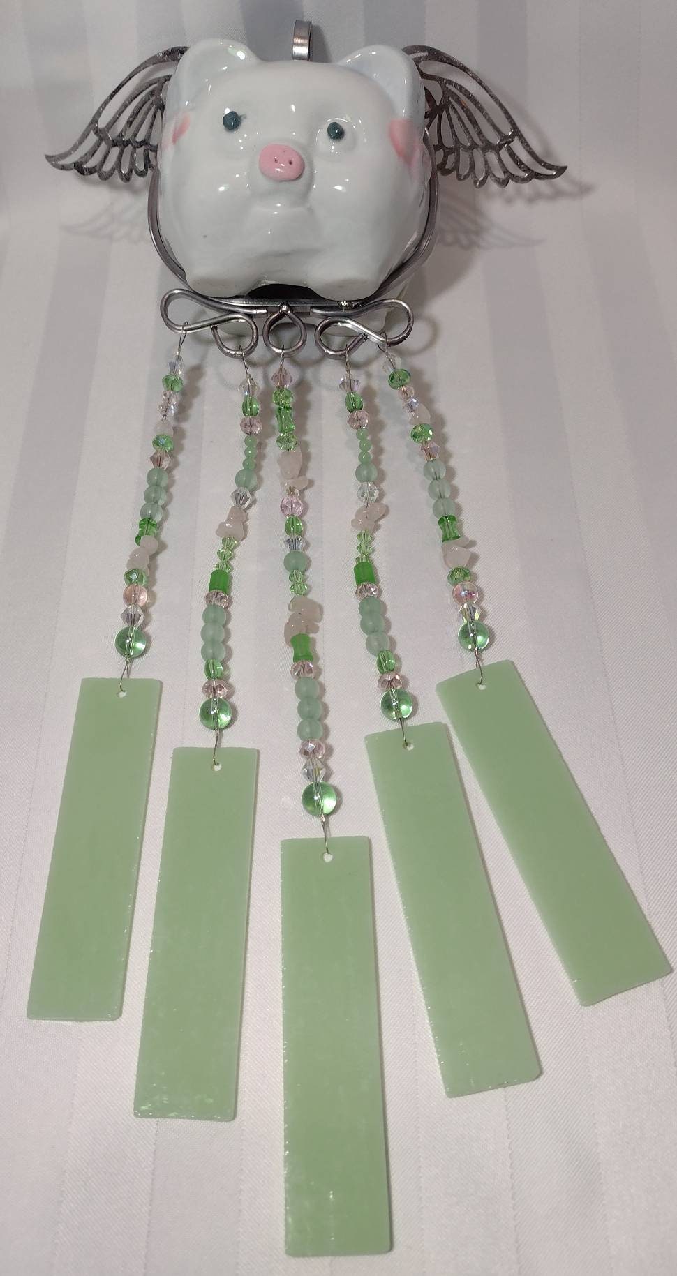 Flying Pig Wind Chime With Mint Green Chimes - Etsy